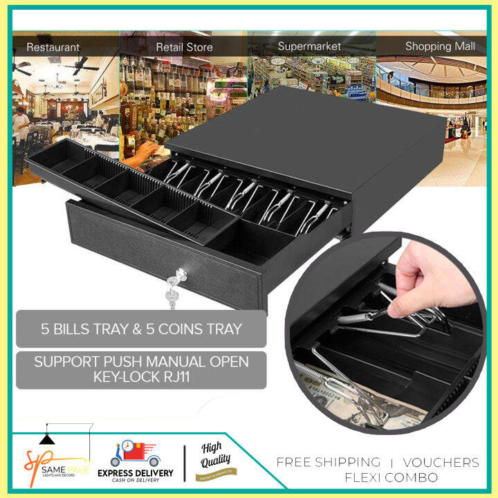 Heavy Duty Electronic Cash Drawer Box Case Storage 5 Bill 5 Coin money ...