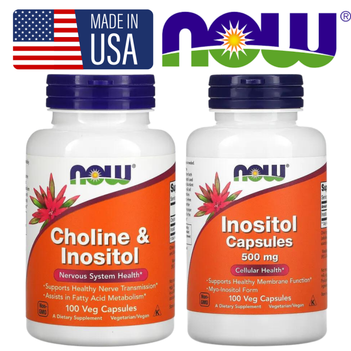 Now Foods Choline & Inositol / Inositol Capsules 500 mg, 100 Veg ...