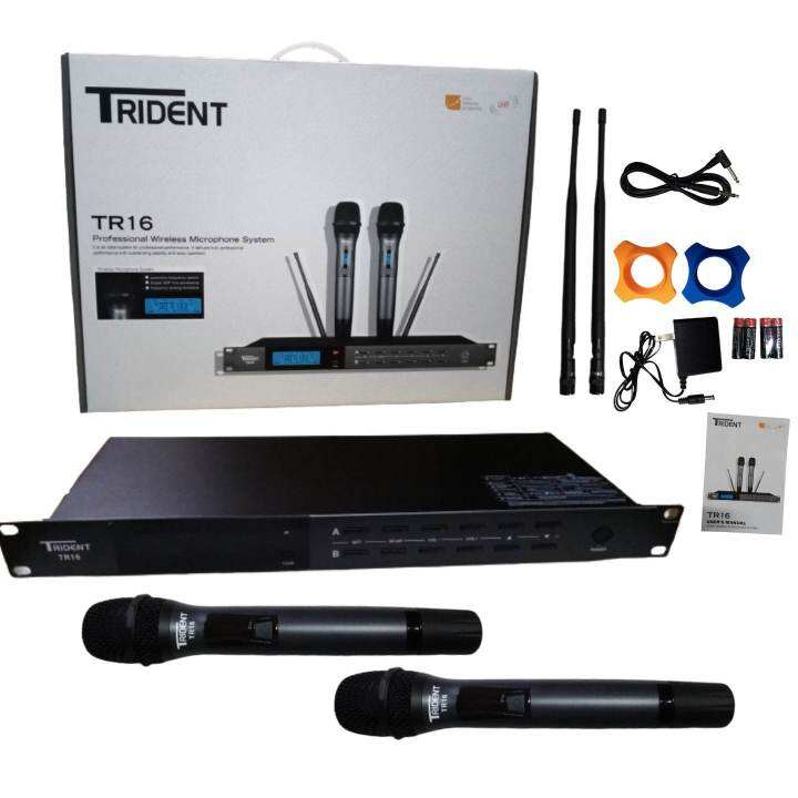 Trident TR-16 UHF 7dual wireless microphone / Smart Sensing Microphone ...