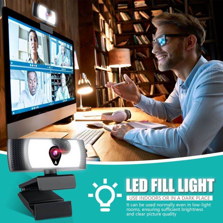 Webcam 4K 2K 1080P Full HD Web Camera With Light Microphone USB Web Cam ...