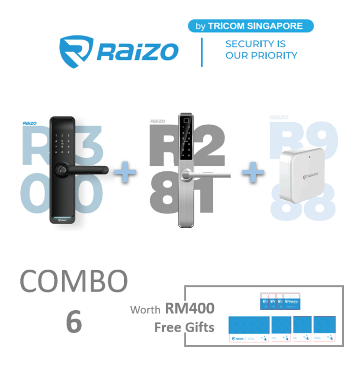 Raizo Smart Digital Residential Door Lock Combo 6 with Grill Door Lock ...