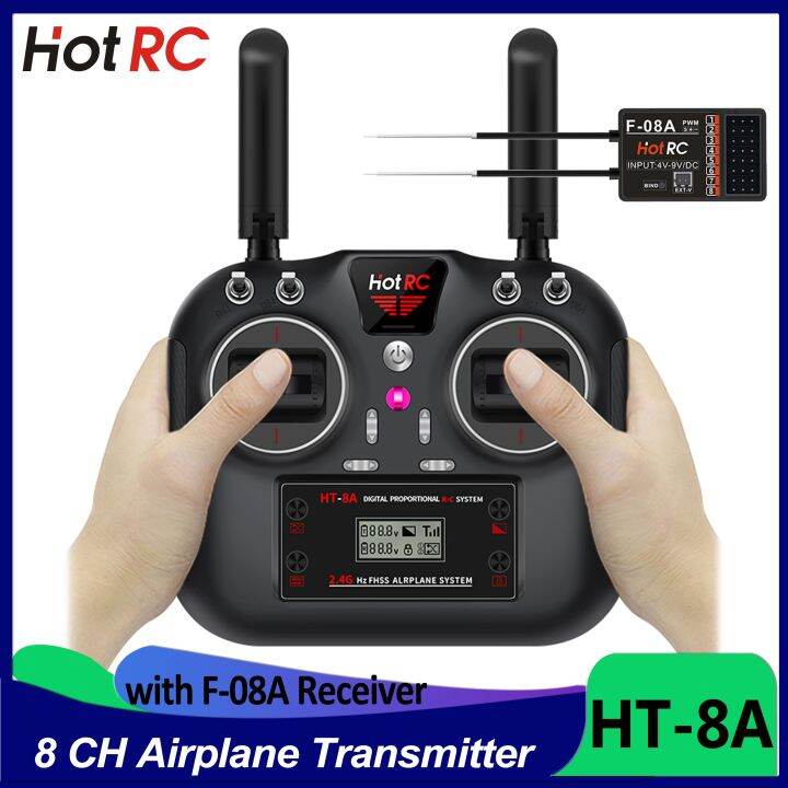 HOTRC 8ช่องเครื่องส่งสัญญาณ RC HT-8A 8CH 2.4GHz รีโมทควบคุมวิทยุ4.5-9V ...