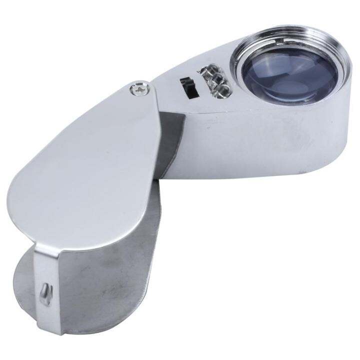 40x LED Pocket Magnifier Jeweller Eye Glass Loop Lens Magnifying Loupe ...
