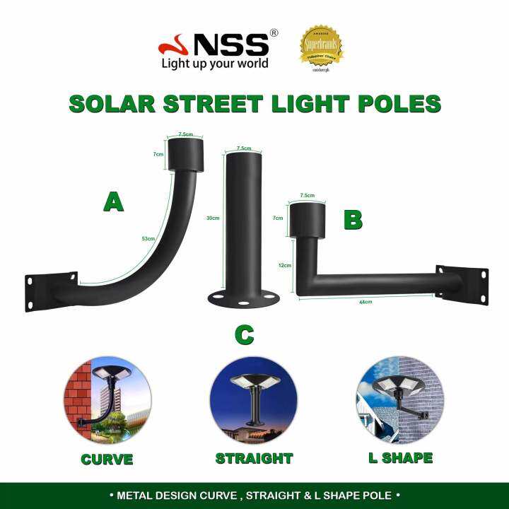 Solar Street Light Poles Curve/Staright/L Shape For UFO Light | Lazada PH