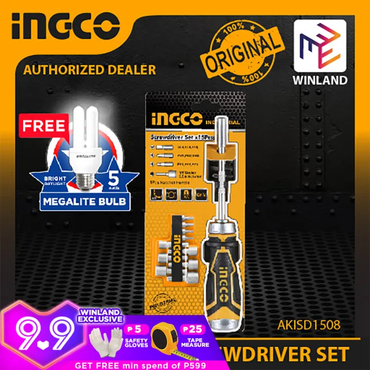 INGCO Tools Original 15 IN 1 Ratchet Screwdriver Screw Driver SET ...