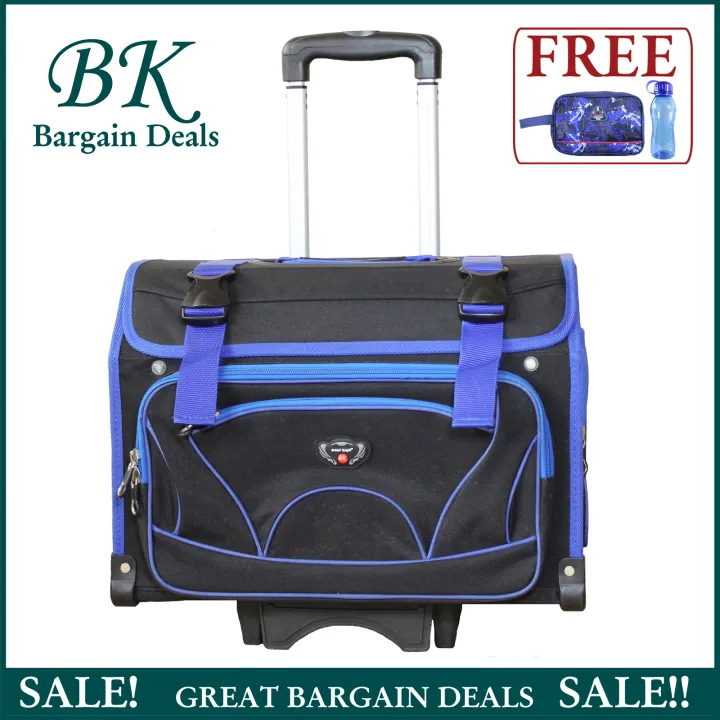 British Knight BBT17205 Black/Blue School Trolley Bag 2 Wheels Large ...