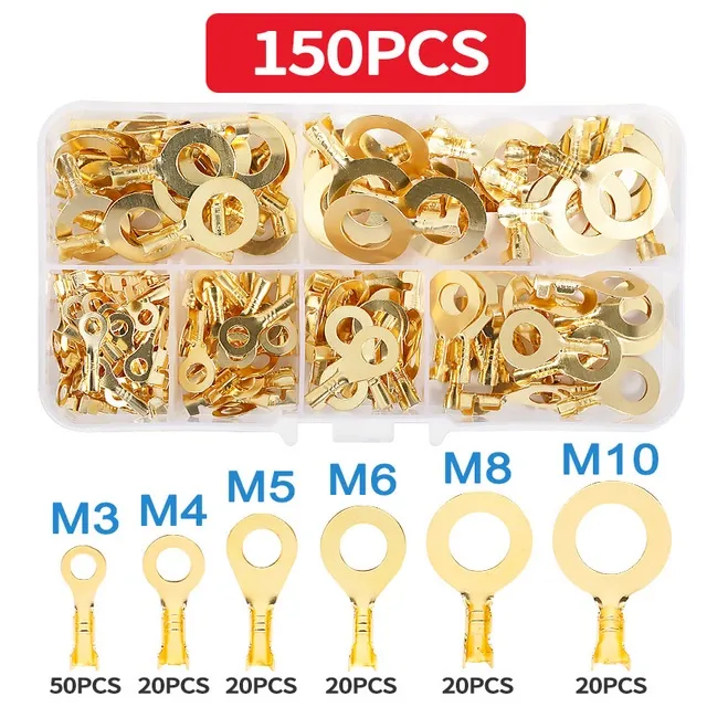 150PCS Electrical Wire Ring Cable Lugs Terminals Connectors M3 M4 M5 M6 ...