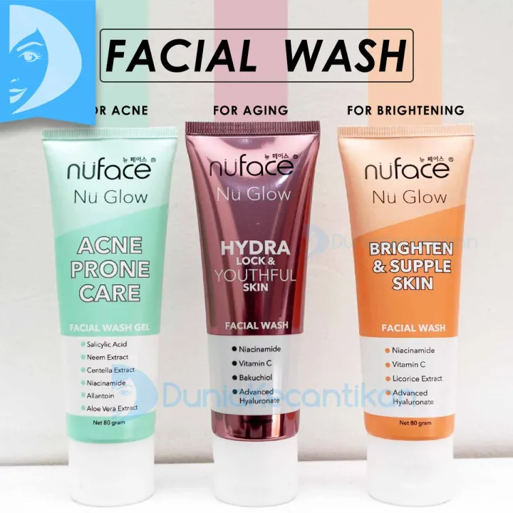 Nuface Nu Glow Facial Wash Gel Hydra Lock | Brighten | Acne FaceWash ...