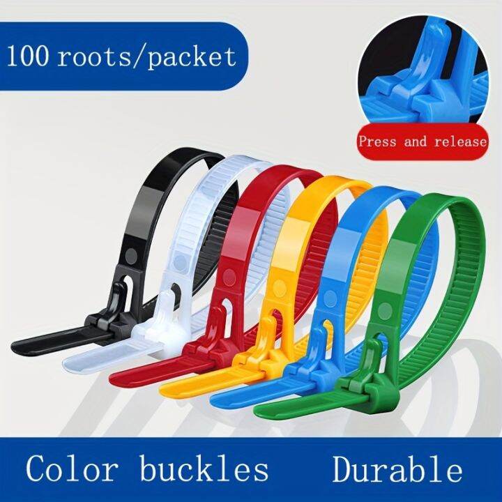 100pcs Reusable Nylon Cable Manager Zip Ties - Easy To Adjust And ...