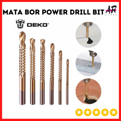 Mata Bor Power Drill HSS Steel 6PCS / Mata Bor Set Komplit Besi Kayu ...
