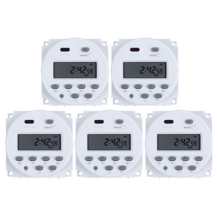 5X DC 12V Digital LCD Power Programmable Timer Time Switch Relay 16A ...