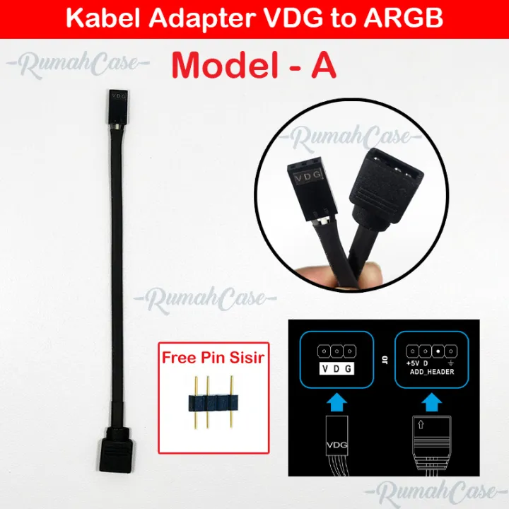 Kabel Adapter VDG to ARGB 5V 3pin Gigabyte Addressable RGB Fusion 3 pin ...