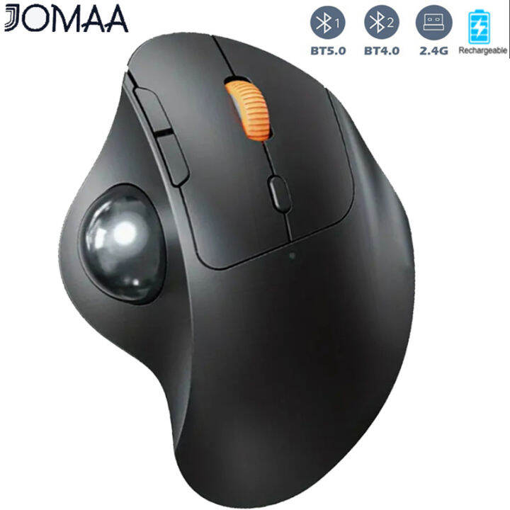 2.4G + Bluetooth Trackball Mouse Wireless Rechargeable Ergonomic Easy ...