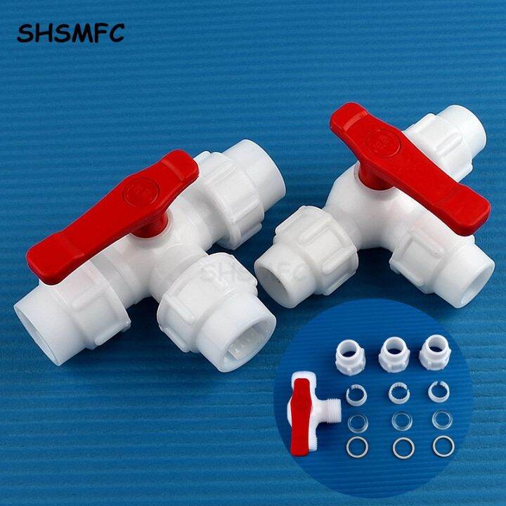1Pc 20/25/32mm White PVC Ball Valves Plastic Water Pipe Quick Valve PE ...