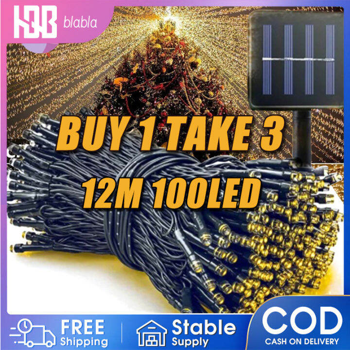 【Buy 1 Take 1】100 Led 12M Christmas Lights Solar Christmas Lights Decorations Set Sale Solar ...
