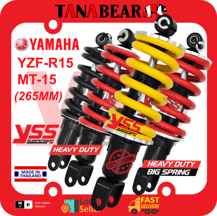 YSS YZF-R15 / MT-15 / FZ150i (265MM) HEAVY DUTY / BIG SPRING adjustable absorber monoshock ...
