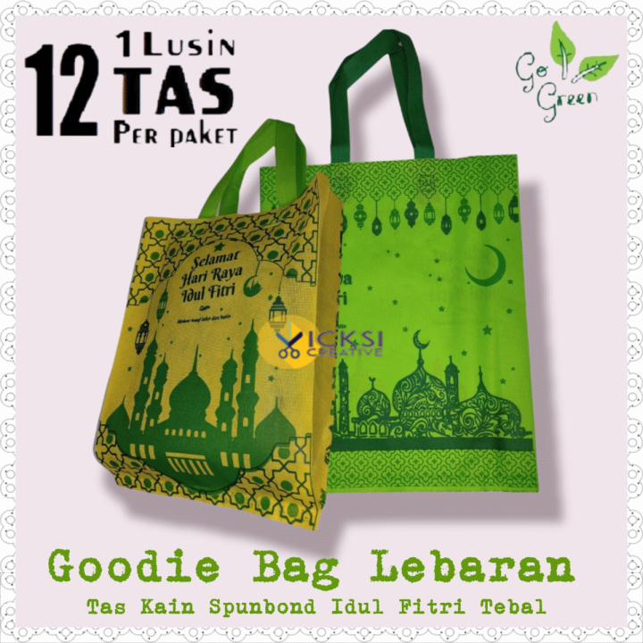 1 Lusinan /12pcs Tas Lebaran Goodie Bag Idul Fitri 2023 Murah Kain Spunbond Ukuran Jumbo Besar ...