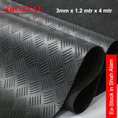 Rubber Checker Mat I Size:3mm(Thk)x1.2mtr(Width)x4mtr(L) I Rubber Mat I ...