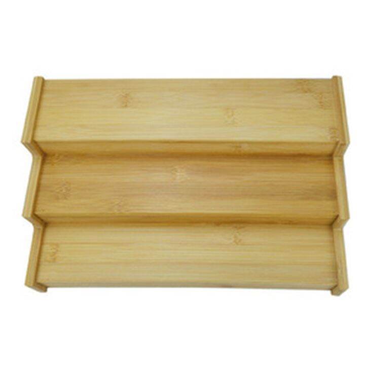 3-Tier Non-Expandable Bamboo Spice Rack Step Shelf Cabinet Organizer ...