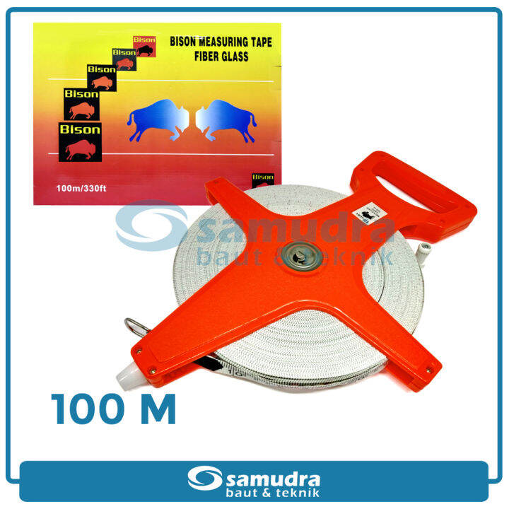 BISON Meteran Tancap Tanah 100 Meter Alat Ukur Jalan Gulung Rol Tanam | Lazada Indonesia