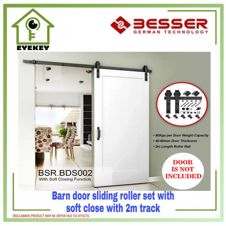 BESSER BARN SLIDING DOOR ROLLER SET WITH SOFT CLOSE WITH 2M TRACK ...