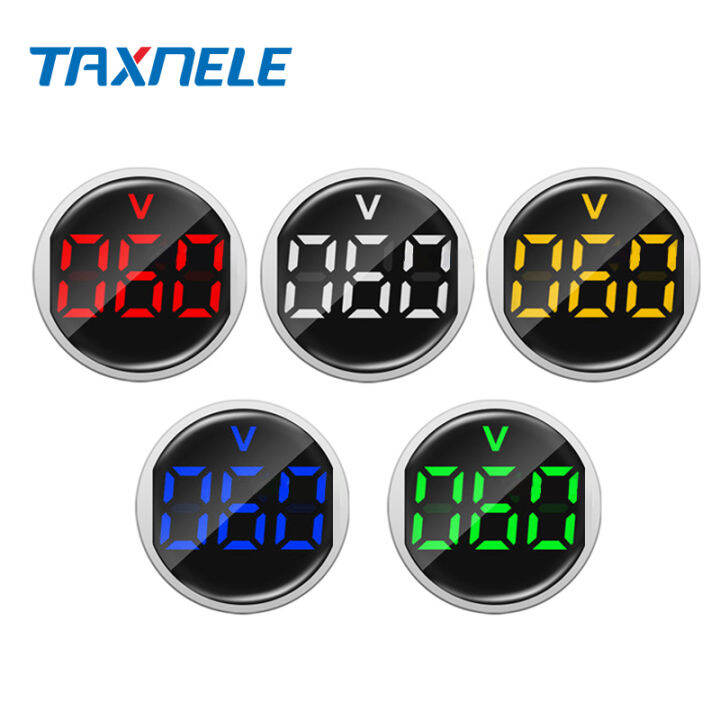 22MM Digital Display Round Square Voltmeter AC50-500V LED Signal Light ...