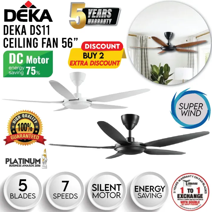 Deka DS11 56” DC MOTOR 7 Speed Remote Control DC Motor Ceiling Fan ...