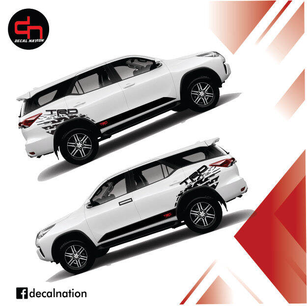 Toyota Fortuner TRD decals Matte Black and Red Colors Weatherproof Cut ...
