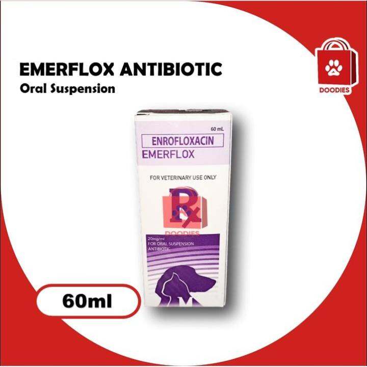 Emerflox Enrofloxacin Antibiotics Oral Suspension for Cats Dogs 60ml ...