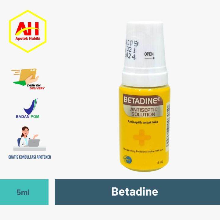Betadine Antiseptic Solution 5 ml Betadin Cair Betadin kecil | Lazada ...