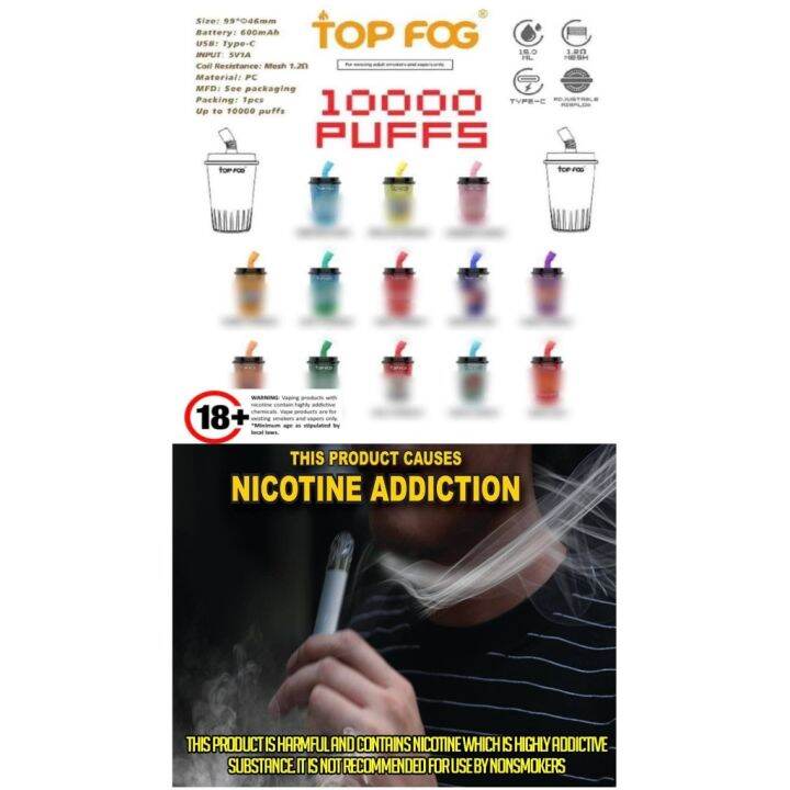 Top Fog Up To 10k Puffs Disposable Dispo Vape Pod Vaping 10000 Puffs ...