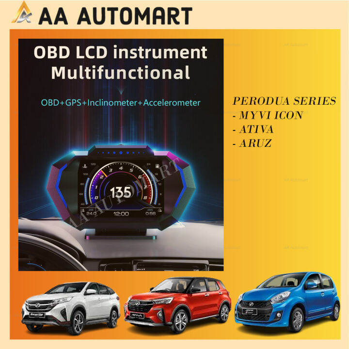 LATEST! OBD2 OBD Meter RPM Water Suhu Turbo Boost Car Gauge Digital ...