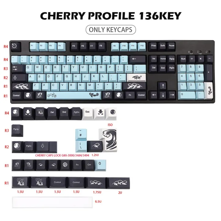 Japanese Mizu Keycap Cherry Profile PBT Keycaps For 61/64/68/71/75/84 ...