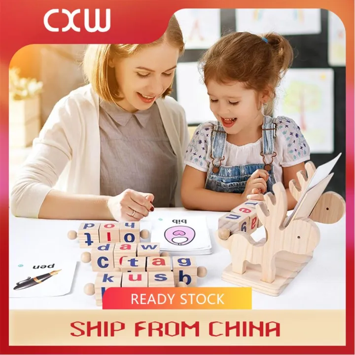 【11.11】Word Building Block Game Alphabet Cube Puzzles Montessori Early ...