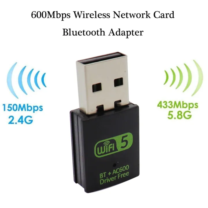 600Mbps USB WiFi Bluetooth Adapter Dual Band 2.4/5.8Ghz Wireless ...
