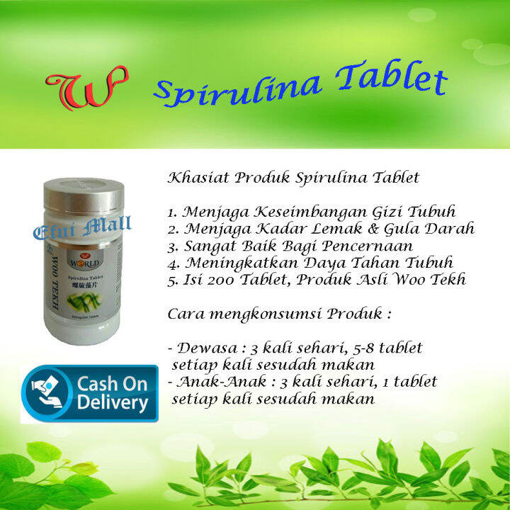 Spirulina Tablet WooTekh Original 100% Herbal Asli - Menjaga ...