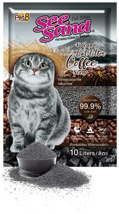ทรายแมว ภุเขาไฟ pet8 See sand ซีแซนด์ ทรายแมวอนามัย ขนาด 10 ลิตร 3 ถุง ...