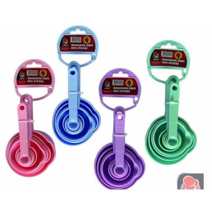 9PC PASTEL COLOR MEASURING CUP & SPOON SET EUROCHEF (#5559) | Lazada PH