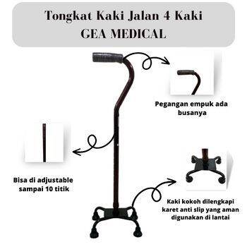 Tongkat Gea Medical kaki 4 Alat Bantu Jalan Lansia - TGT9 | Lazada ...