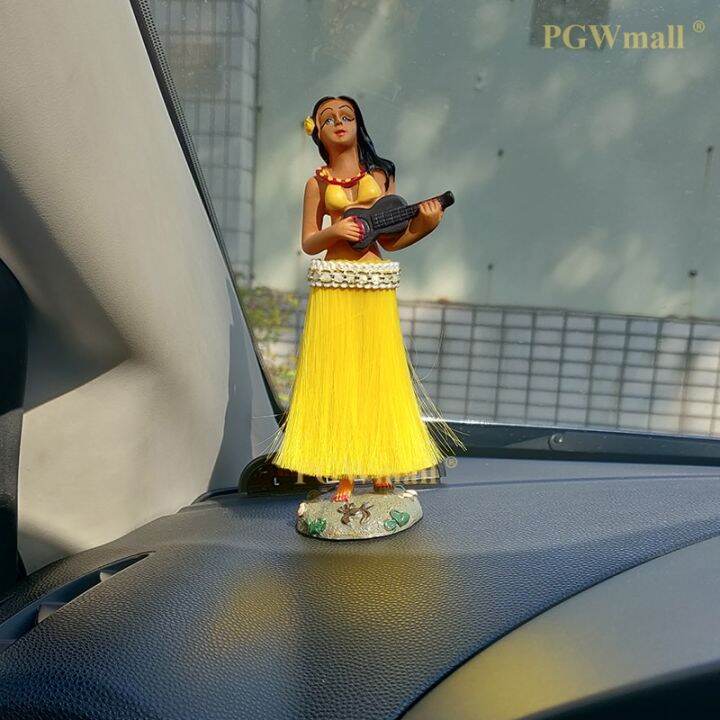 Hawaiian Hula Girl Dancing Doll With Ukulele Bobbleheads For Car Dashboard Collection Figurines ...