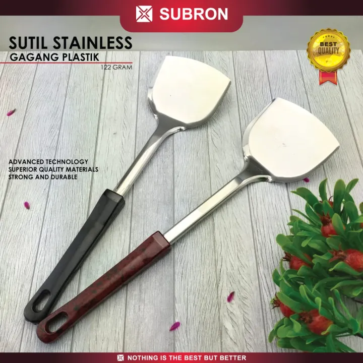 SUBRON Spatula 35cm Stainless Steel Sutil Susuk Sodet Gagang Plastik ...
