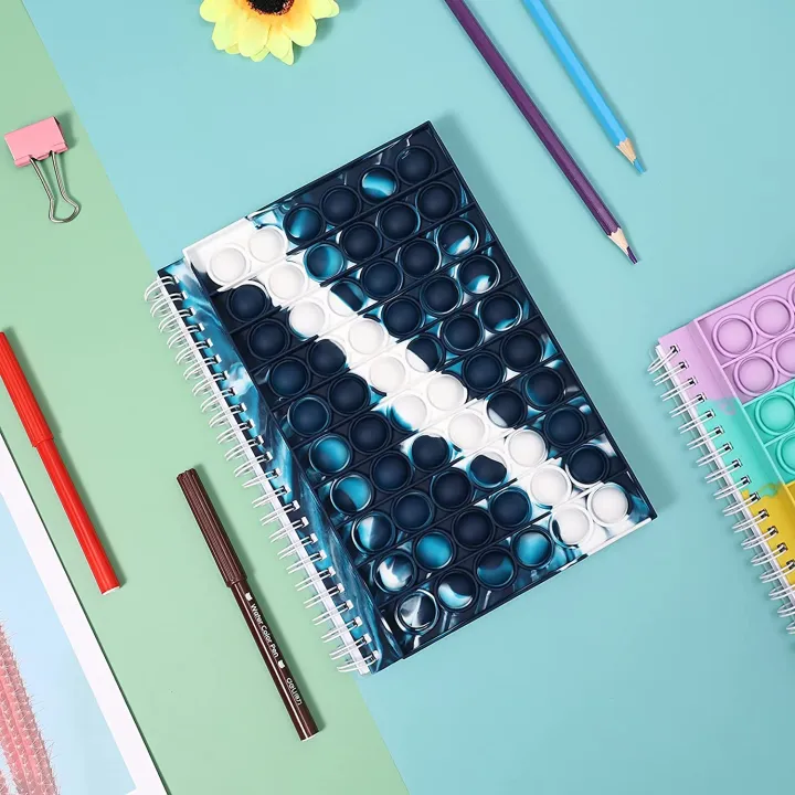 Pop It Notebook Push Bubble Fidget Toy Lined Spiral A5 Note Book ...