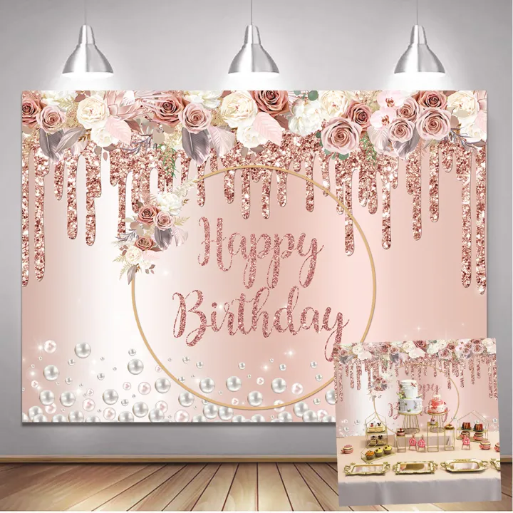 Pink Sparkly Background For Girls Birthday Party Decoration Background ...