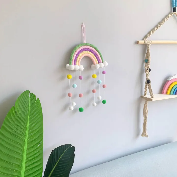 Mododo ทอเมฆสายรุ้งสำหรับเด็กจี้ประดับตกแต่งบ้านผ้าขนสัตว์/ผ้าฝ้ายเชือก Felt Ball อเนกประสงค์ ...