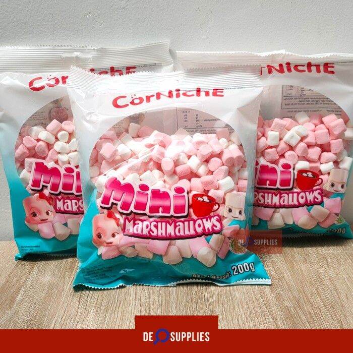 Corniche Marshmallow Mini Pink White 200gr - Marsmellow Marsmallow ...
