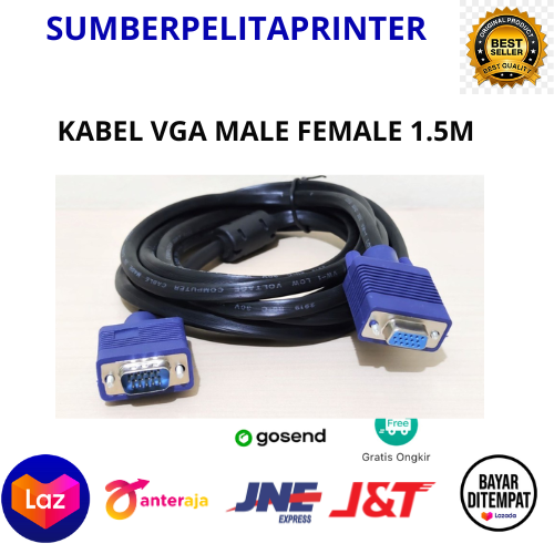 KABEL VGA MALE FEMALE 1.5M VGA EXTENSION PERPANJANGAN 1.5 M | Lazada Indonesia