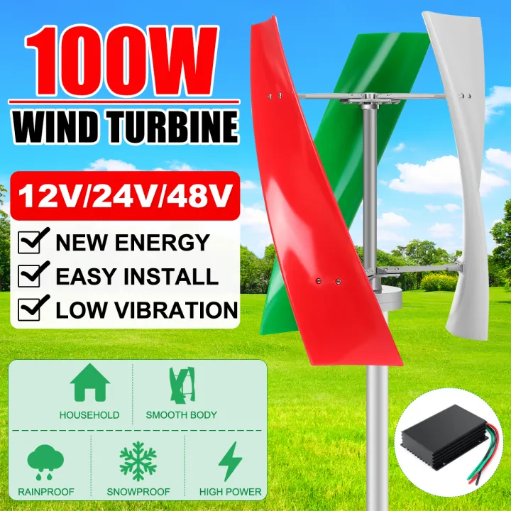 100W 3 Blades Wind Turbine Generator Wind Aerogenerator 12V/24V/48V ...