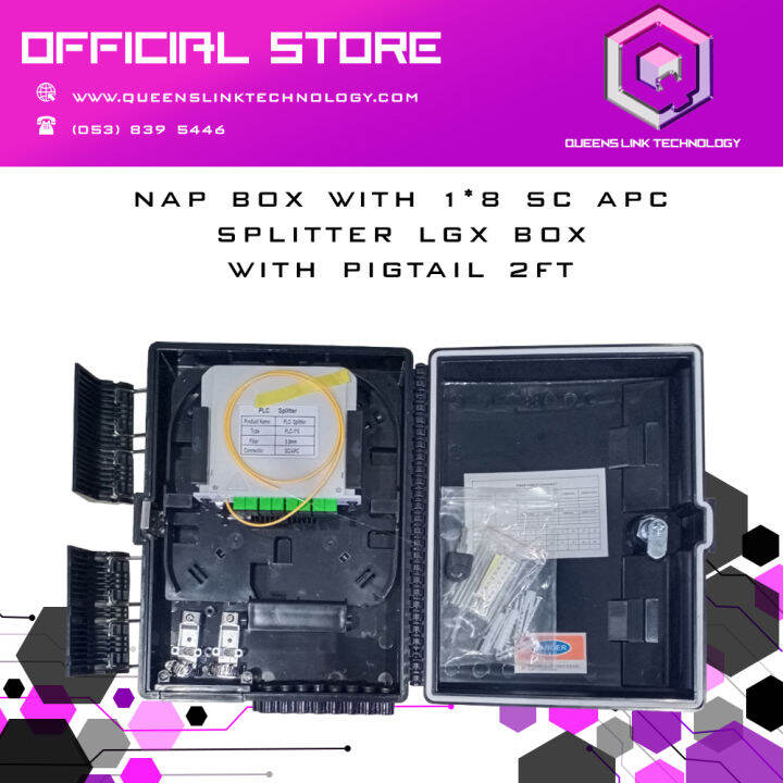 NAP BOX W/ POLE MOUNTING ACCESSORIES AND 1*8 SC APC SPLITTER WITH ...