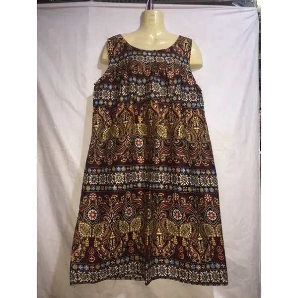 LARGE Jakarta Cotton Batik Sleeveless Duster Dress Summer Pambahay ...