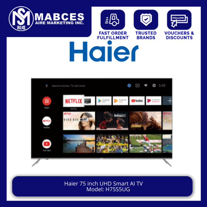 Haier 75 inch UHD Smart AI TV H75S5UG | Lazada PH